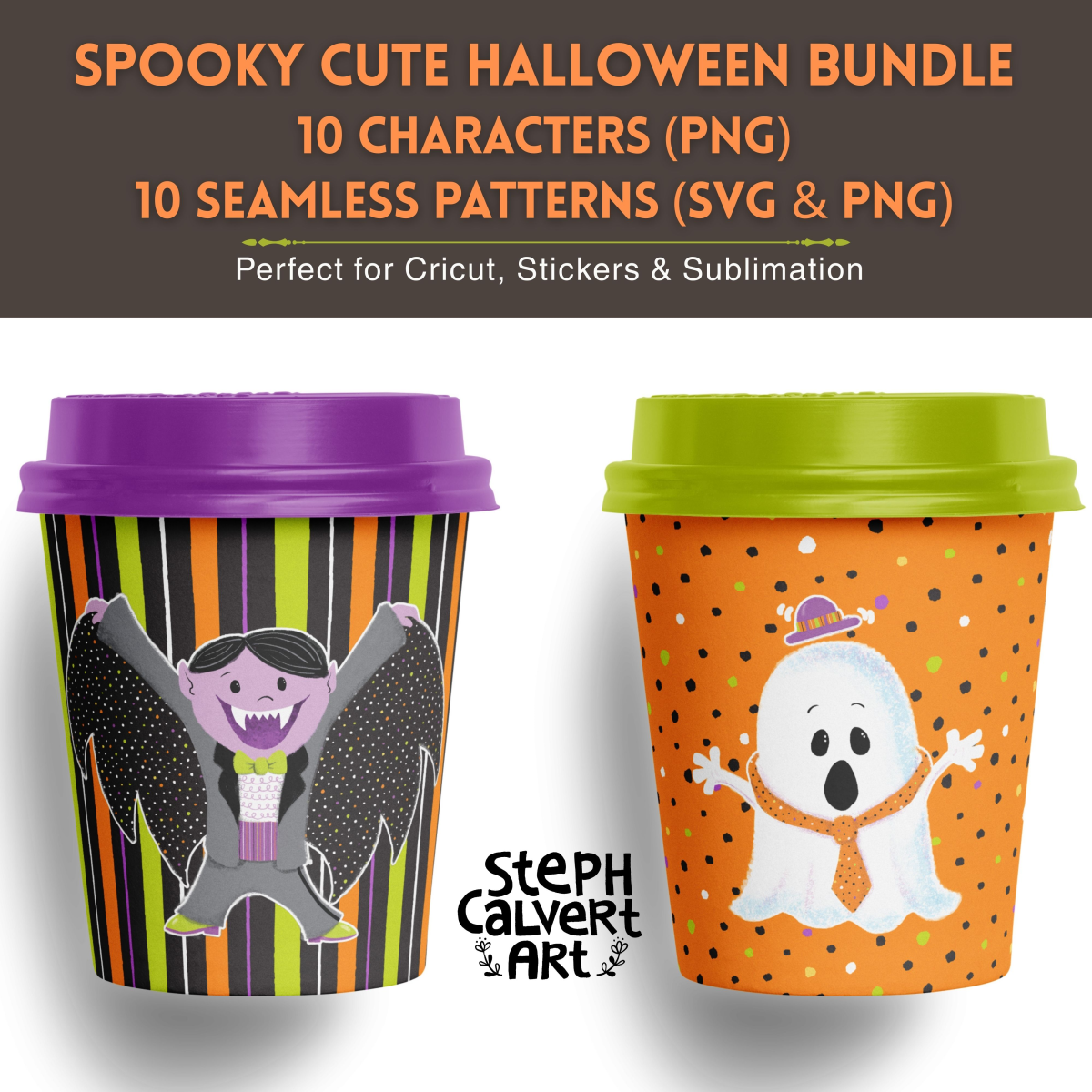 Spooky Cute Halloween Clipart & Patterns - Steph Calvert